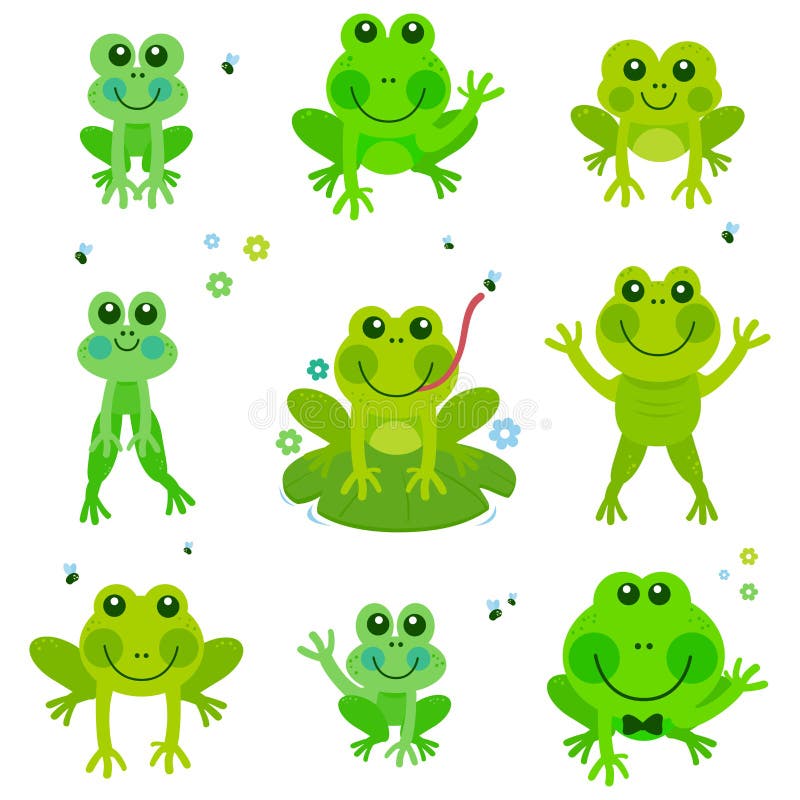 Frogs vector set stock vector. Illustration of frogs - 81009082