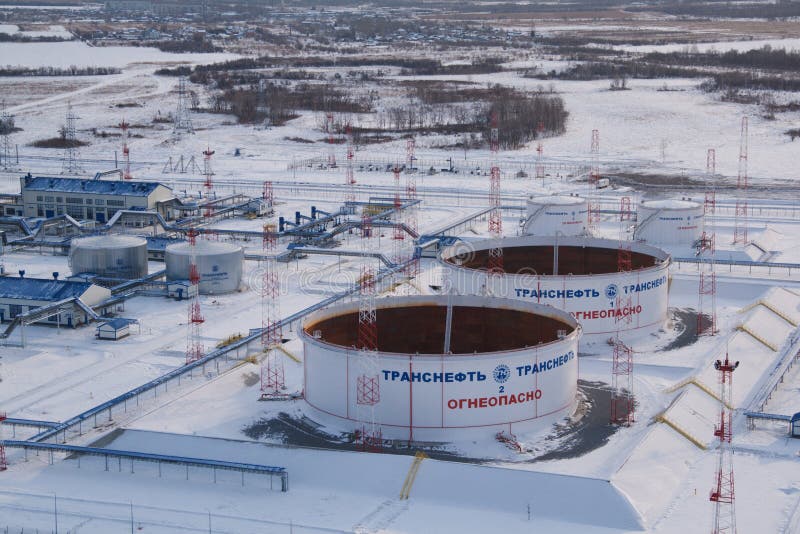 Front Aerial View of Tanks Oil Transfer Station Editorial Stock Image ...