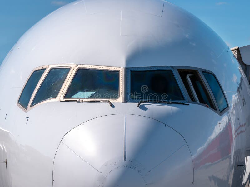 The Front of an Airplane Cockpit in Sunshine Stock Image - Image of ...