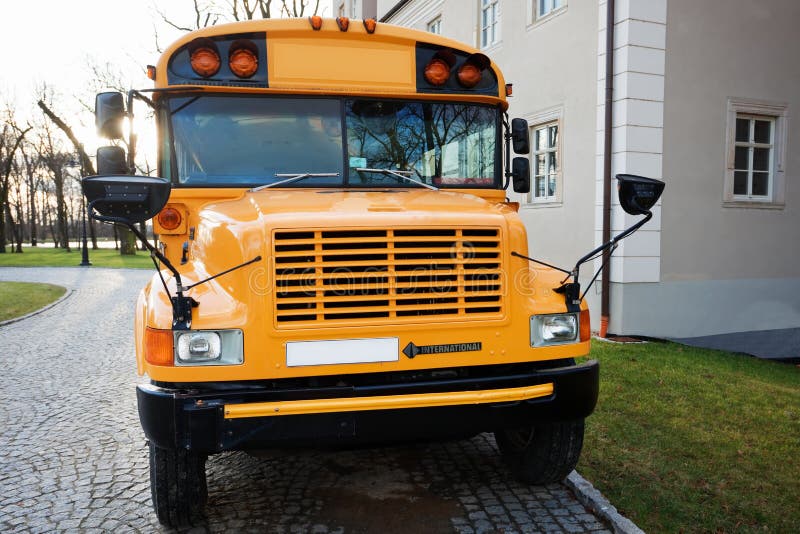 Front of American School Bus Stock Image - Image of front, mode: 35875509