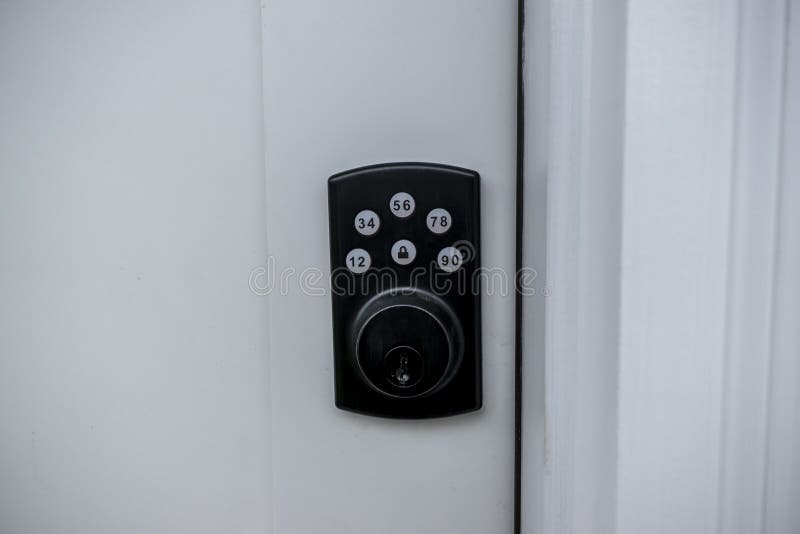 Front Angle View of a Front Door Lock, with Both Key and Pin Number ...