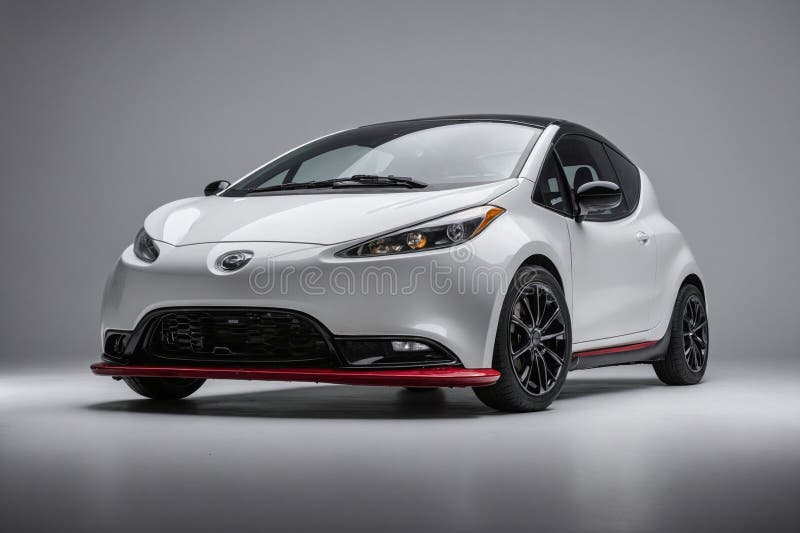 The Front 45 Angle View of the White Micro Car Stock Illustration ...