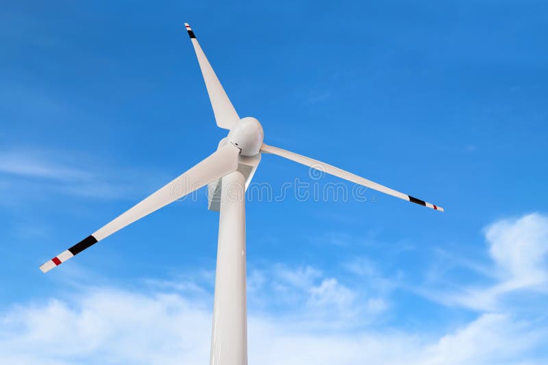 Front and Angle View of Wind Turbine. Alternative Renewable Energy ...