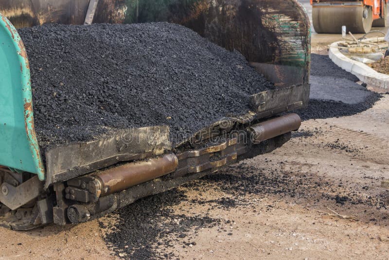 Front of a Asphalt Laying Machine 2 Stock Photo - Image of bitumen ...
