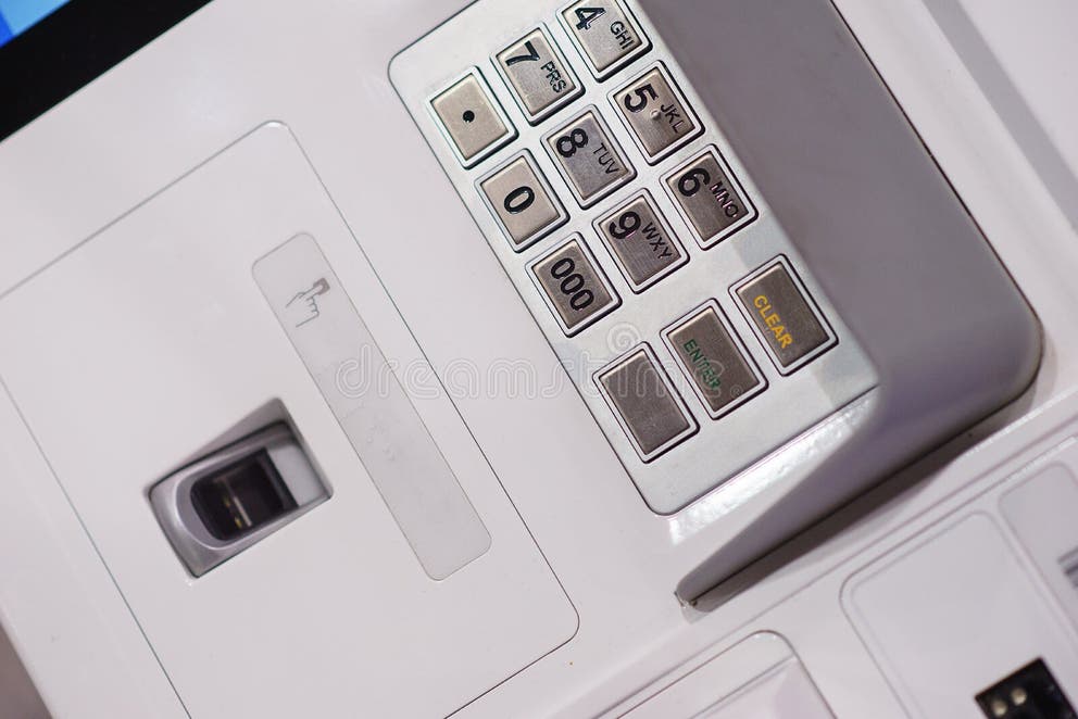 Front ATM Panel with a Keyboard for Entering a Password, a Fingerprint ...