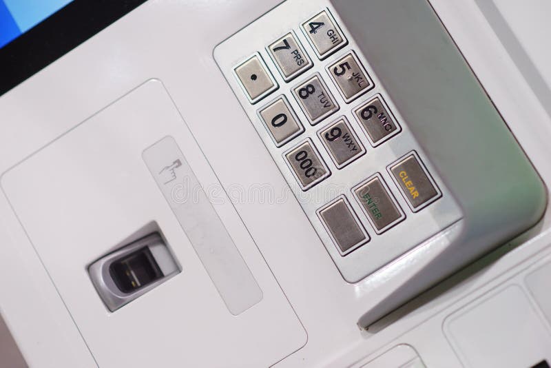 Front ATM Panel with a Keyboard for Entering a Password, a Fingerprint ...