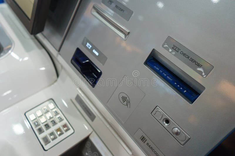 Front ATM Panel with a Keyboard for Entering a Password, a Fingerprint ...