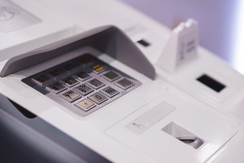 Front ATM Panel with a Keyboard for Entering a Password, a Fingerprint ...