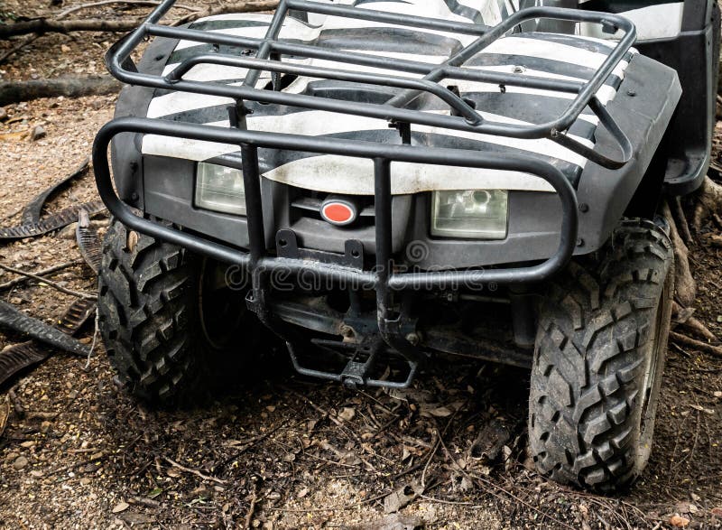 Front of ATV Offroad Parked Alone at the Forest Stock Image - Image of ...