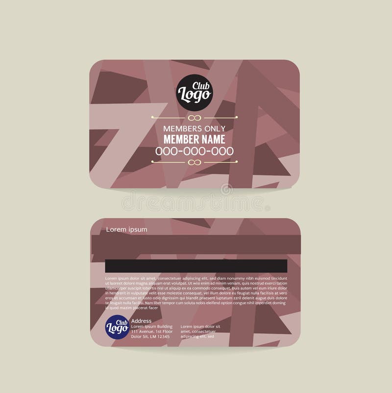 Front and Back Club Member Card Template Abstract Triangle Vector Stock ...
