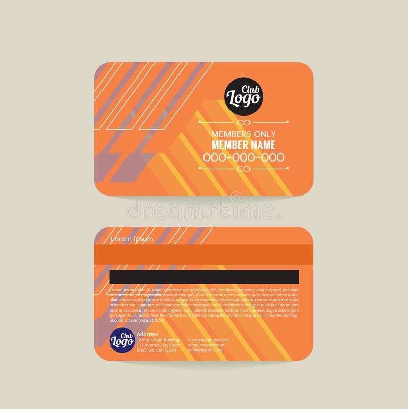 Front and Back Club Member Card Template Abstract Triangle Vector Stock ...