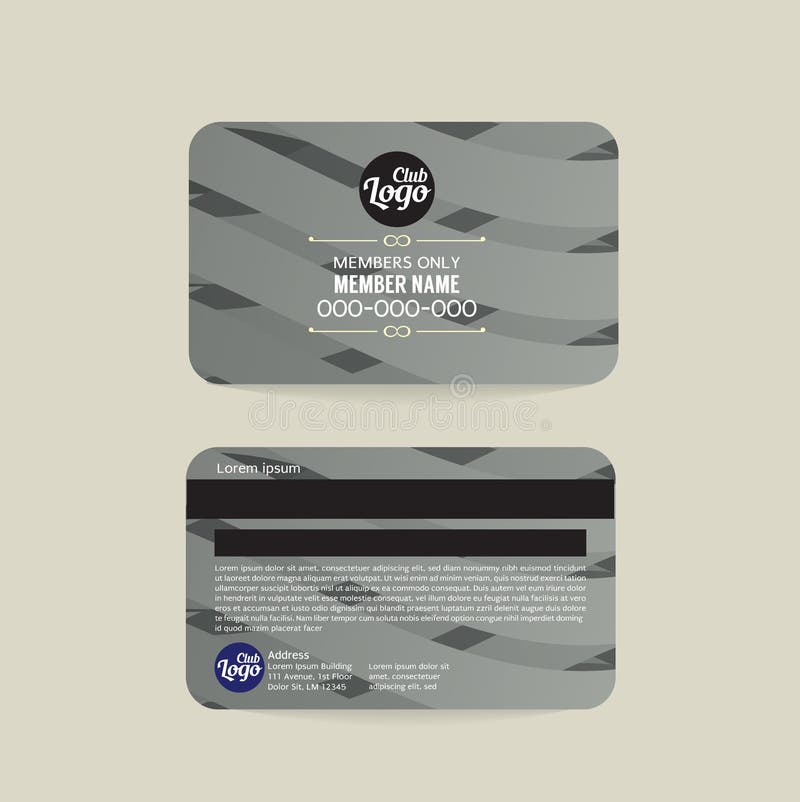 Front and Back Club Member Card Template Abstract Wave Vector Stock ...