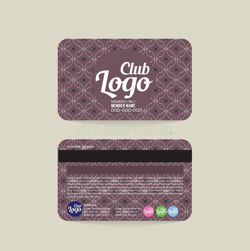 Front and Back Club Member Card Vintage Template Vector Stock Vector ...