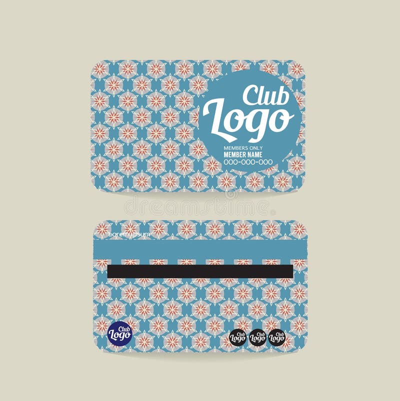 Front and Back Club Member Card Vintage Template Vector Stock Vector ...