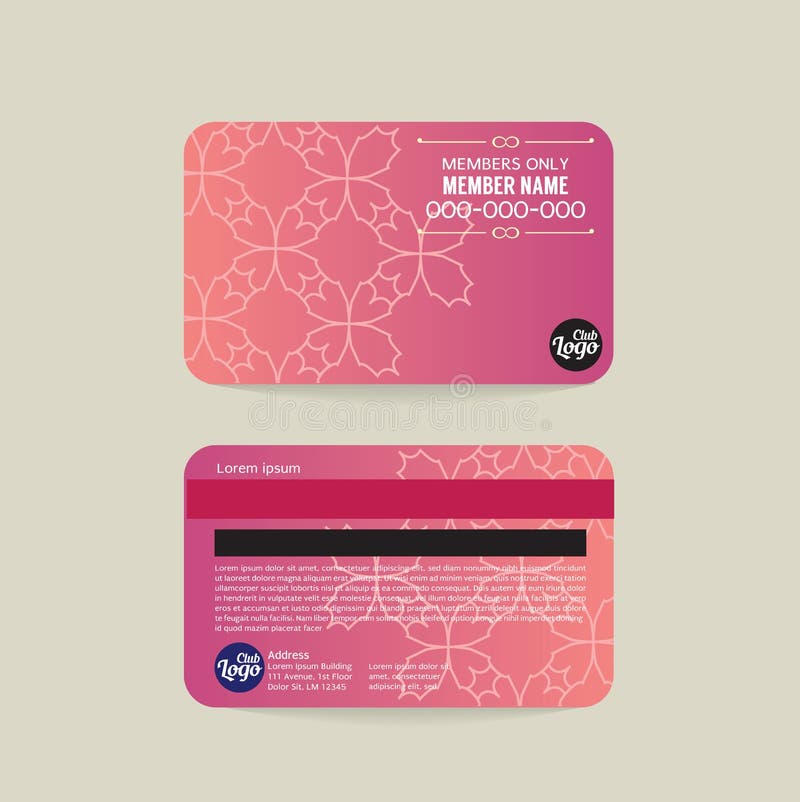 Front and Back Club Member Card Vintage Template Vector Stock Vector ...