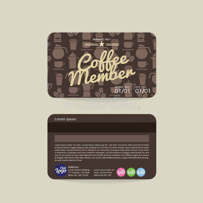 Front and Back Coffee Voucher of Member Card Template Stock Vector ...