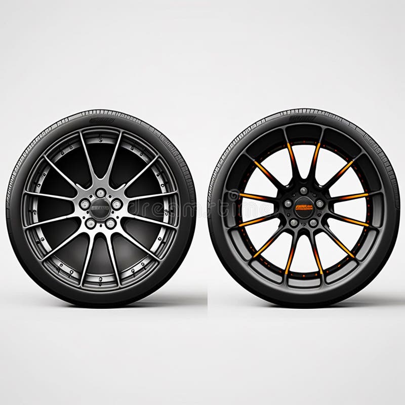 Front and Back Empty Car Wheels Mockup Template, Generative AI Stock ...