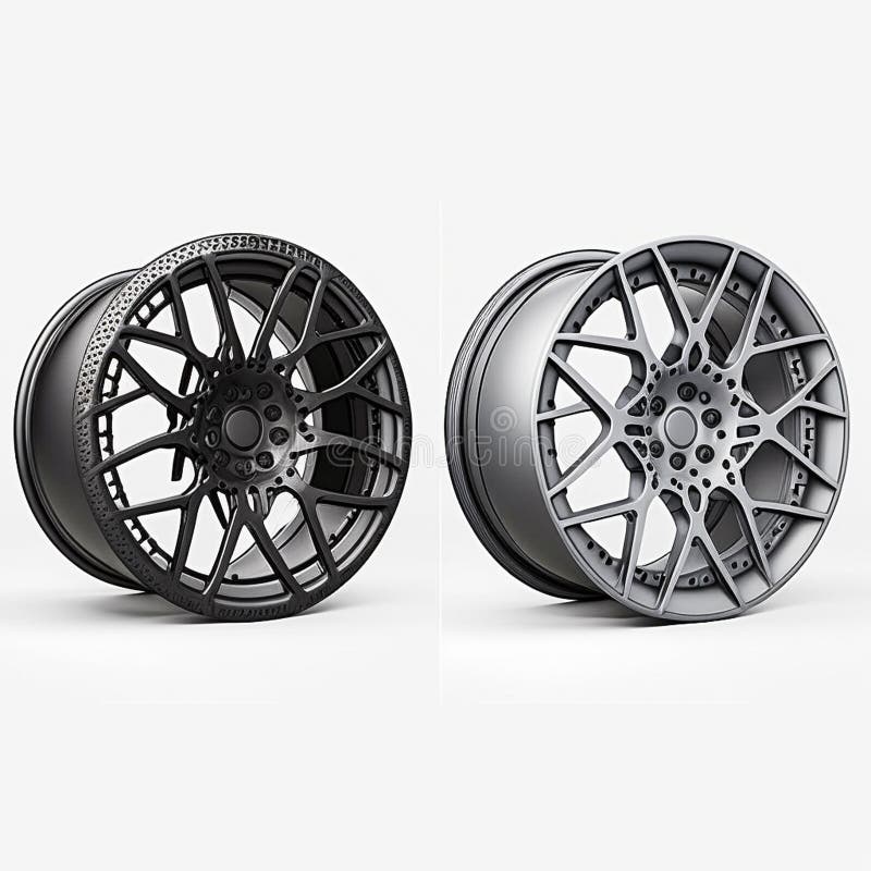 Front and Back Empty Car Wheels Mockup Template, Generative AI Stock ...