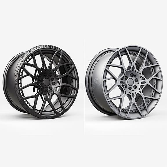 Front and Back Empty Car Wheels Mockup Template, Generative AI Stock ...