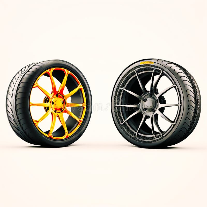 Front and Back Empty Car Wheels Mockup Template, Generative AI Stock ...