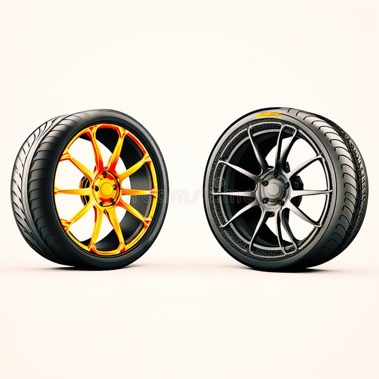 Front and Back Empty Car Wheels Mockup Template, Generative AI Stock ...