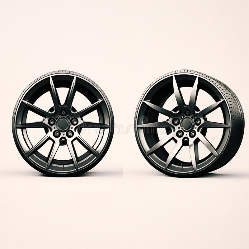Front and Back Empty Car Wheels Mockup Template, Generative AI Stock ...