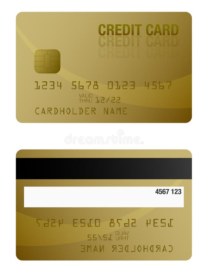Front and Back of Gold Colored Credit Card Template Stock Vector ...