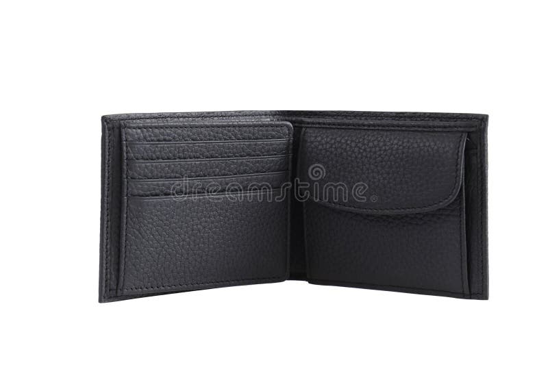 The Front and Back Half of a Black Leather Bifold Wallet Stock Image ...