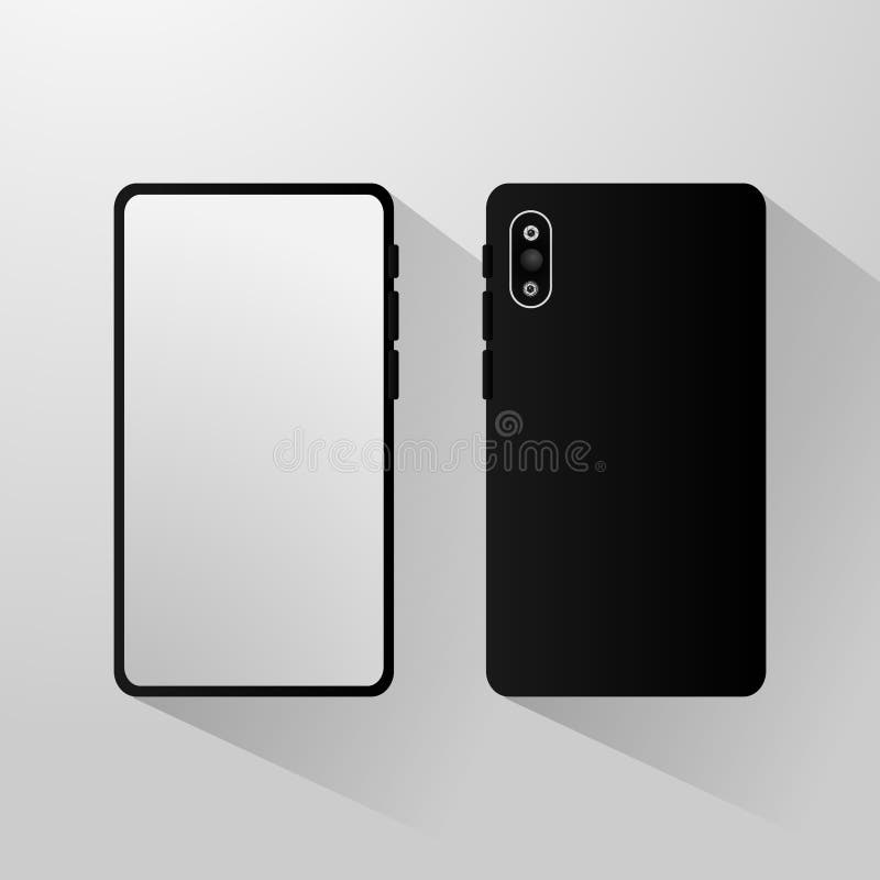 Front and Back Mobile Phone Mockup Design Vector Stock Illustration ...
