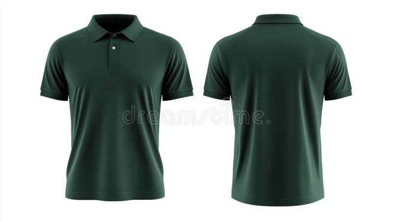 A Front and Back Mockup of a Dark Green Polo Shirt, Isolated Stock ...