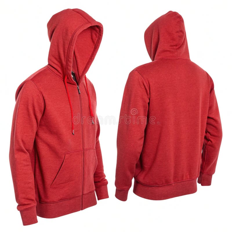 Front and Back Part Red Hooded Sweater Vector Isolated on Transparent ...