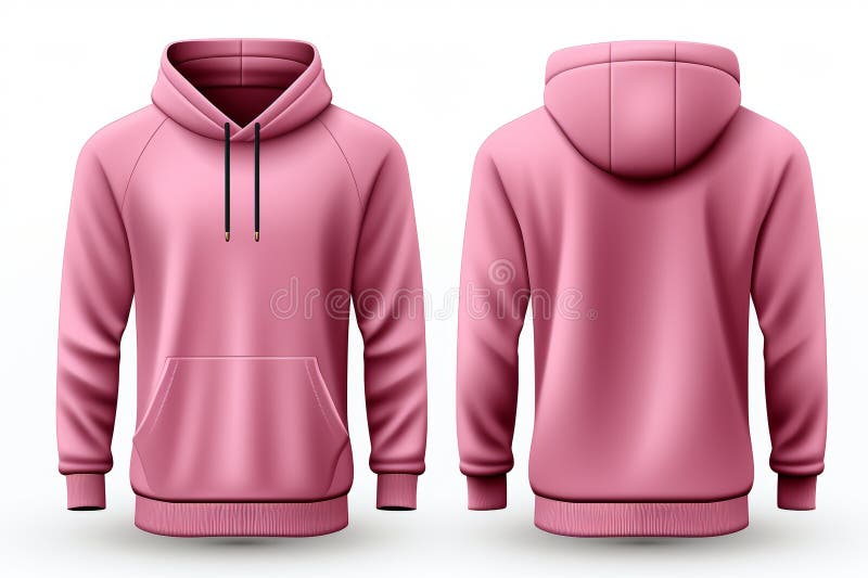 Front and Back Perspectives of a Basic Pink Hoodie Mockup for Design ...