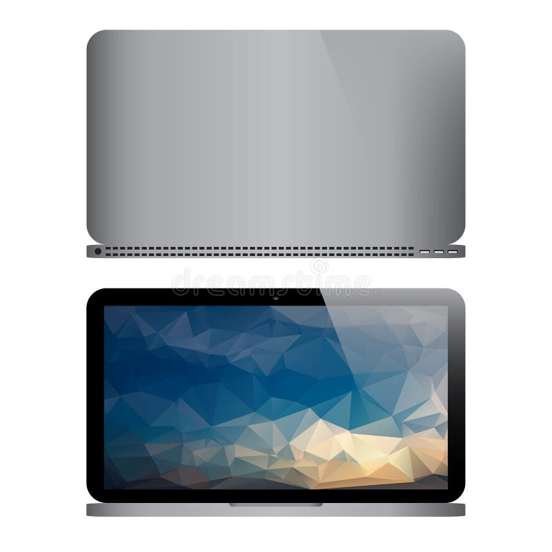 Front and Back of Popular Laptop Design. Stock Vector - Illustration of ...