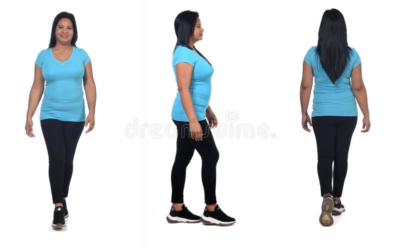 Front,back and Profile of Same Woman on White Backgraund Stock Photo ...