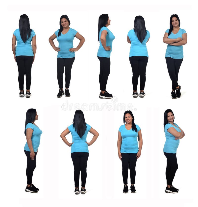 Front,rear And Side View Of A Woman With Various Poses Stock Image ...