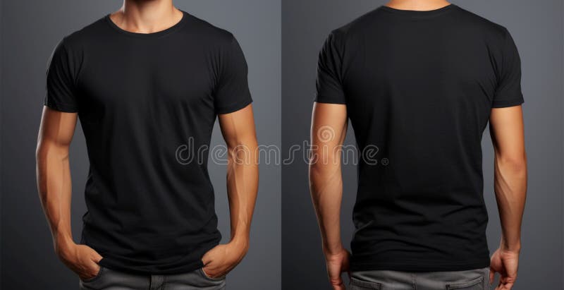 Front and Back Shots of a Guy Wearing Black T Shirt and Jeans Stock ...