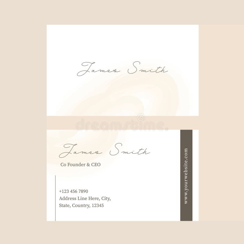 Front and Back Side of Editable Business Card Template on Beige ...