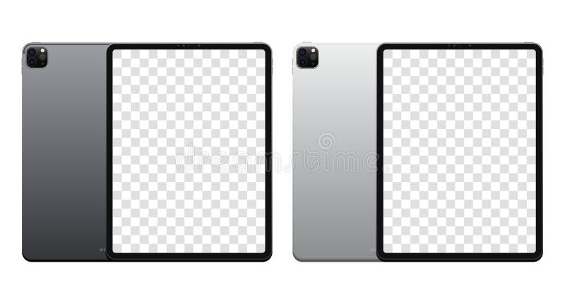 Front and Back Side Tablet. Mockup Screen Tablet with Blank Screen ...