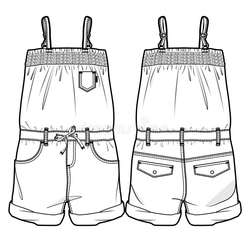 Front and Back Sides of an Overall Stock Vector - Illustration of ...