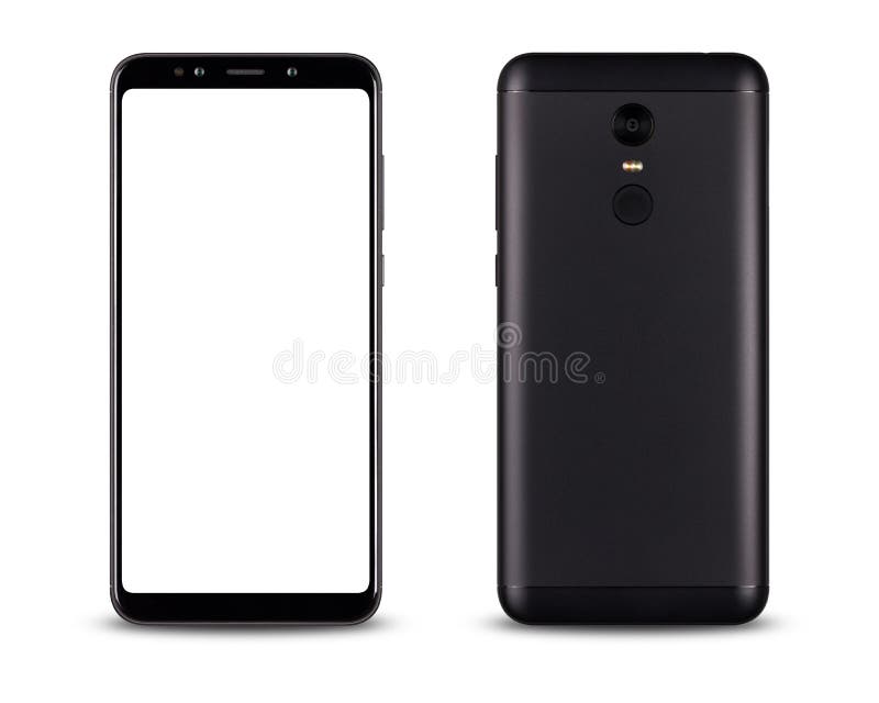 Smartphone, Two Sides. Front Side with a Yellow-gray Screen, Monitor ...