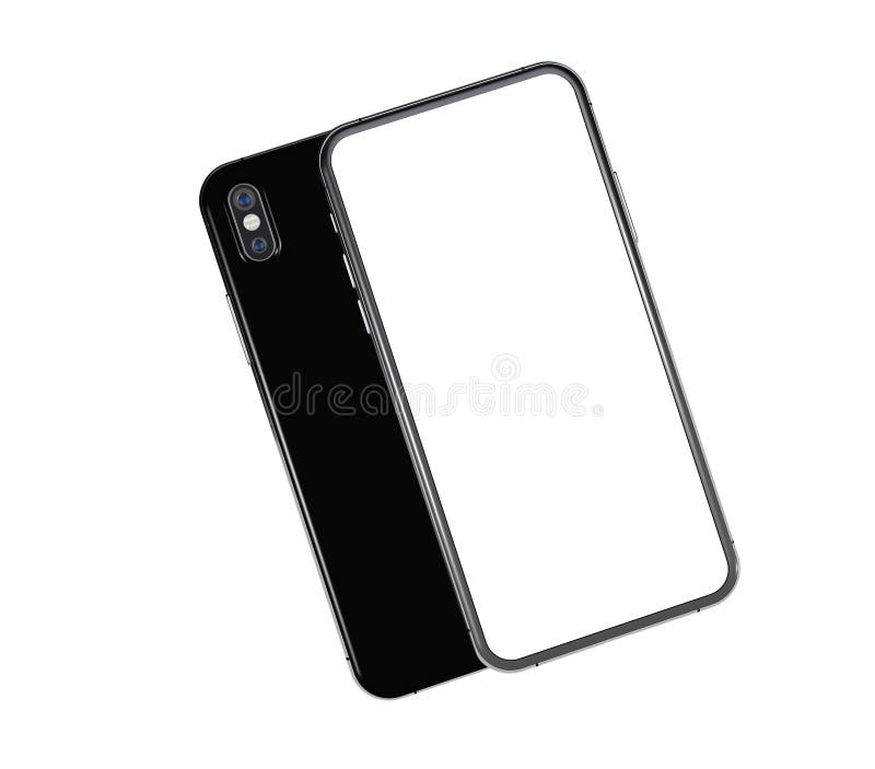 Front and Back Parts of a Smartphone with a White Screen on Black ...