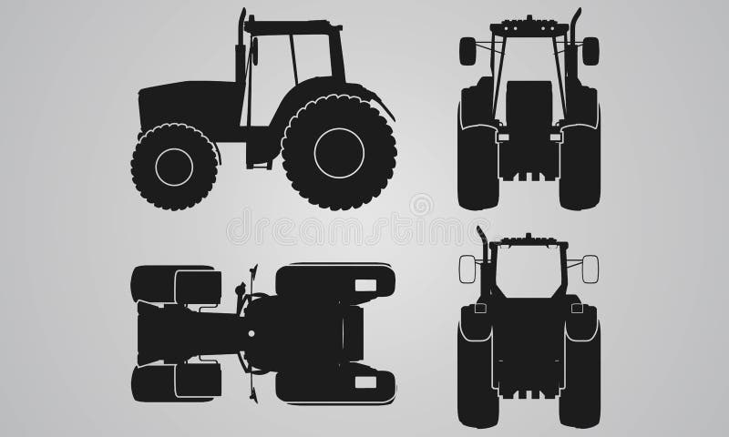 Front, Back, Top And Side Tractor Projection Stock Vector - Image: 61758413