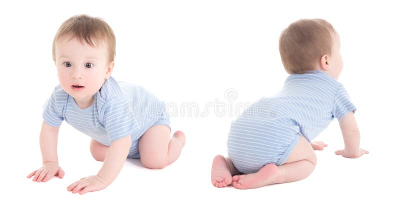 Back View of Baby Boy Toddler Isolated on White Stock Image - Image of ...