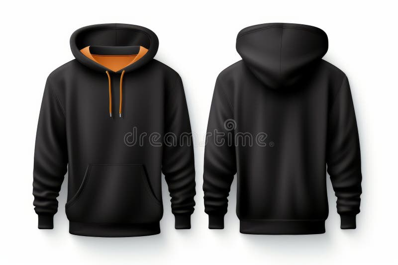 Black Hoodies Front and Back View Mockup for Design Presentation, on ...