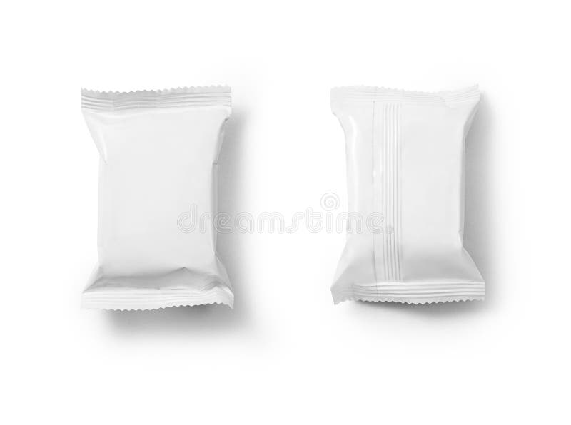 Blank or White Plastic Bag Snack Packaging Isolated on White Stock ...