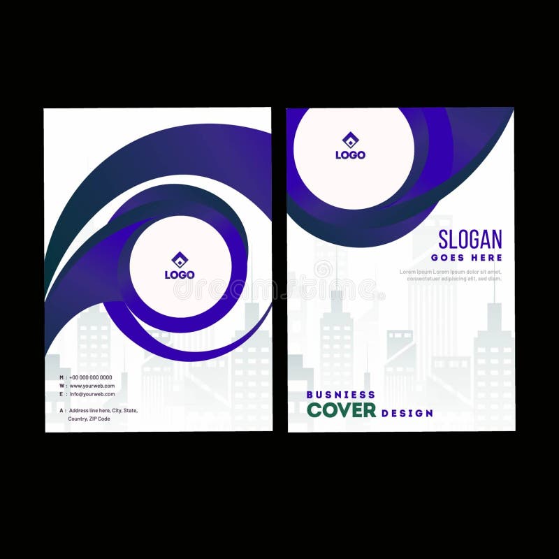 Front and Back View of Business Template or Cover Design with Abstract ...