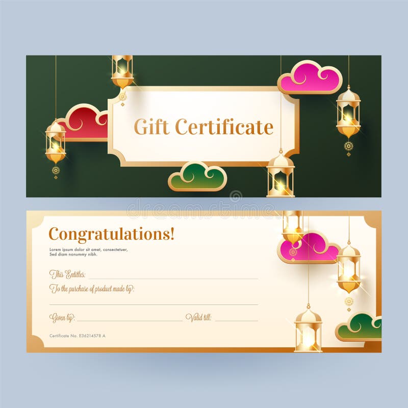 Front and Back View of Gift Certificate or Horizontal Template Design ...