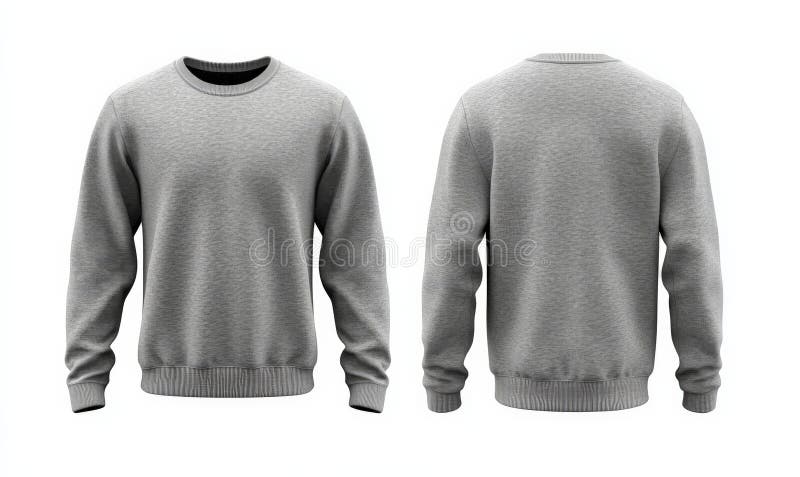 Front and Back View of a Gray Crewneck Sweatshirt Stock Illustration ...