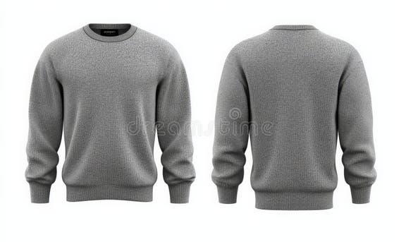 Front and Back View of a Gray Crewneck Sweatshirt Stock Illustration ...
