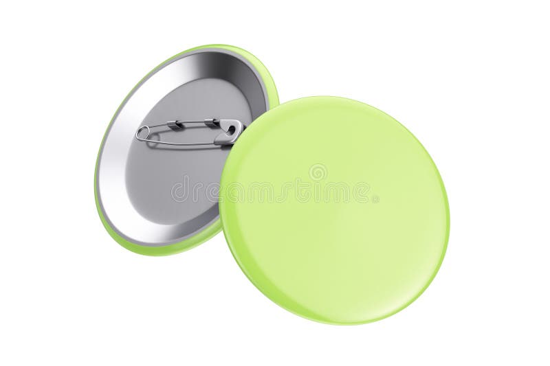 Front and Back View of Green Button Badges Mockup. 3d Rendering Stock ...